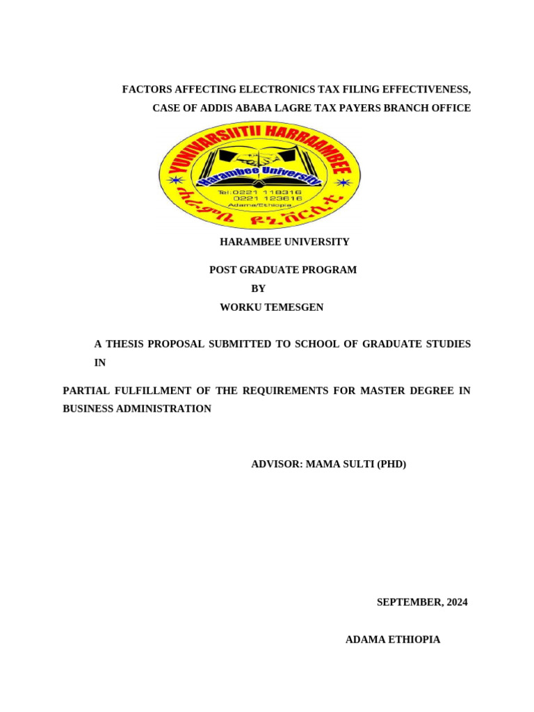 Proposal - Worku - Temesgen Signed | PDF | Taxes | E Government