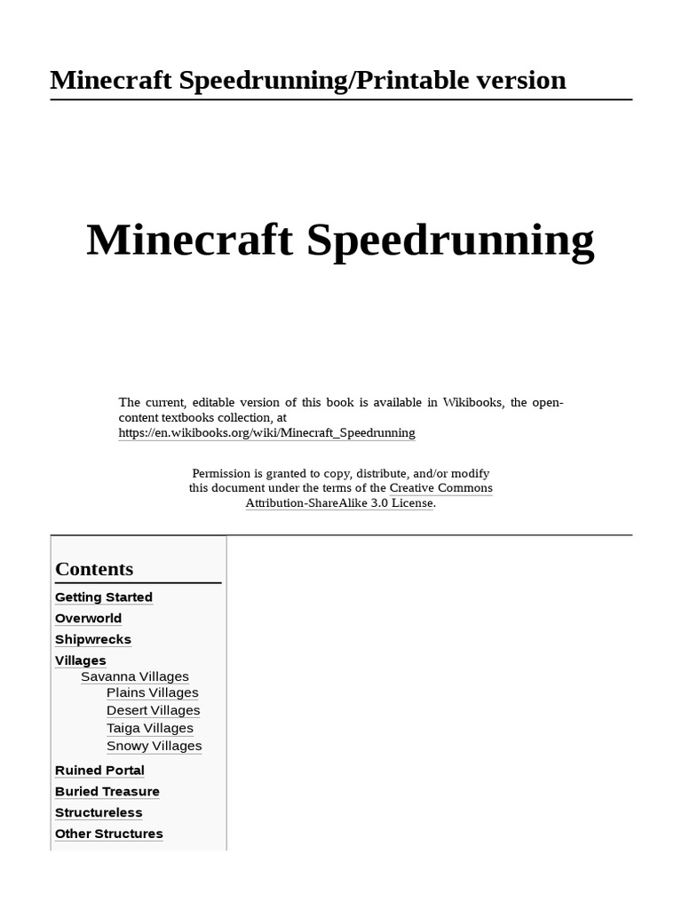Minecraft_Speedrunning_Printable_version | PDF | Minecraft