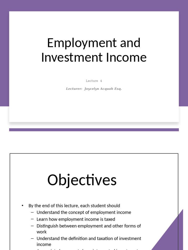 Week 4 Employment Income and Investment Income | PDF | Employment ...