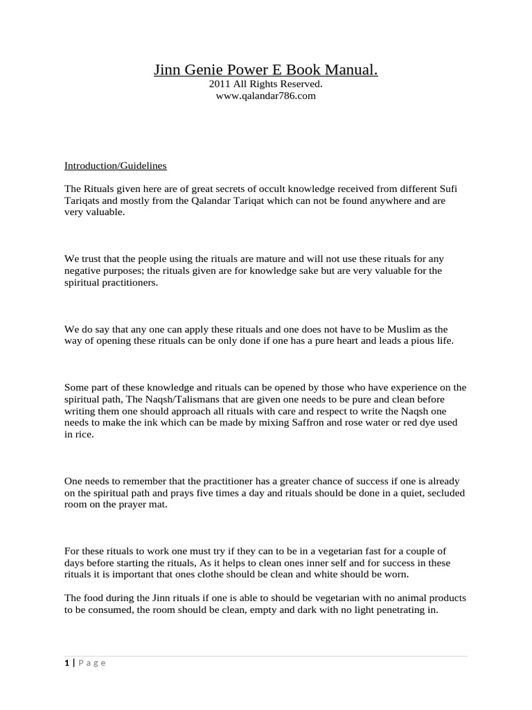 Jinn Genie Power E Book Manual | PDF | Surah | Prayer
