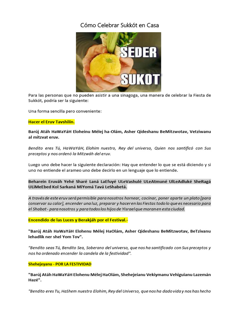 Cómo Celebrar Sukkót en Casa | PDF | Seder de Pascua | Ley judía y rituales
