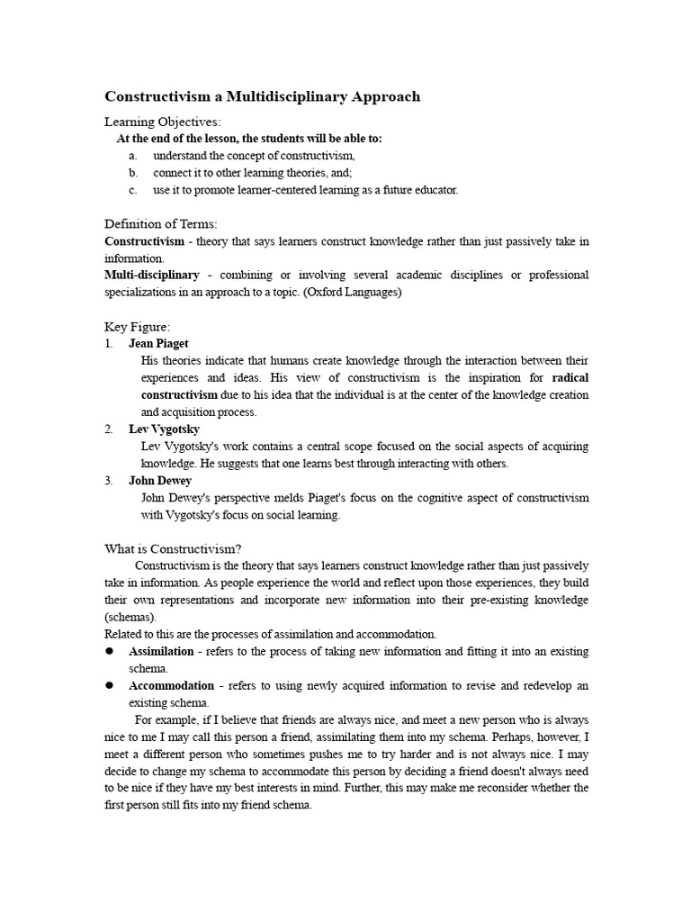 Constructivism A Multi Disciplinary Approach Pdf Constructivism