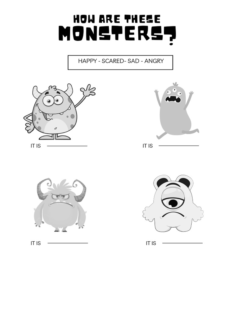 Colorful Describe the Monsters Worksheet | PDF