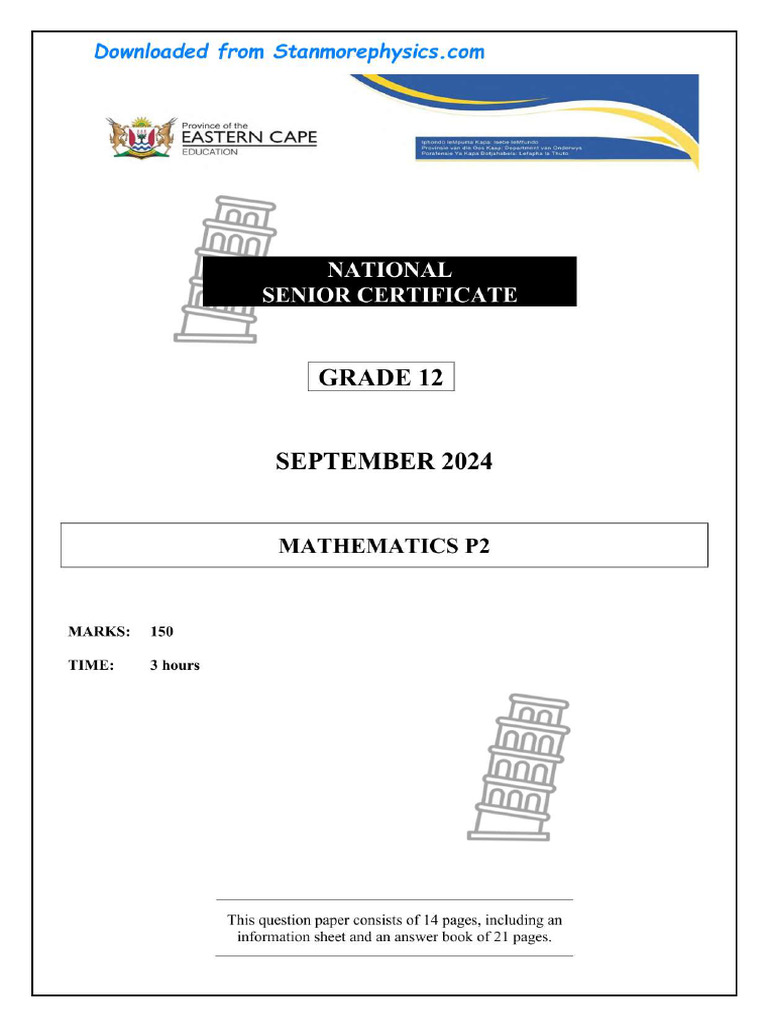 EC Maths Grade 12 September 2024 P2 and Memo | PDF