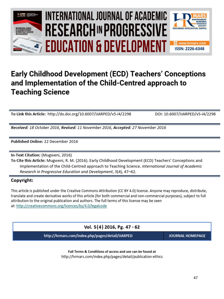 Early Childhood Development Ecd Teachers Conceptions and Implementation ...