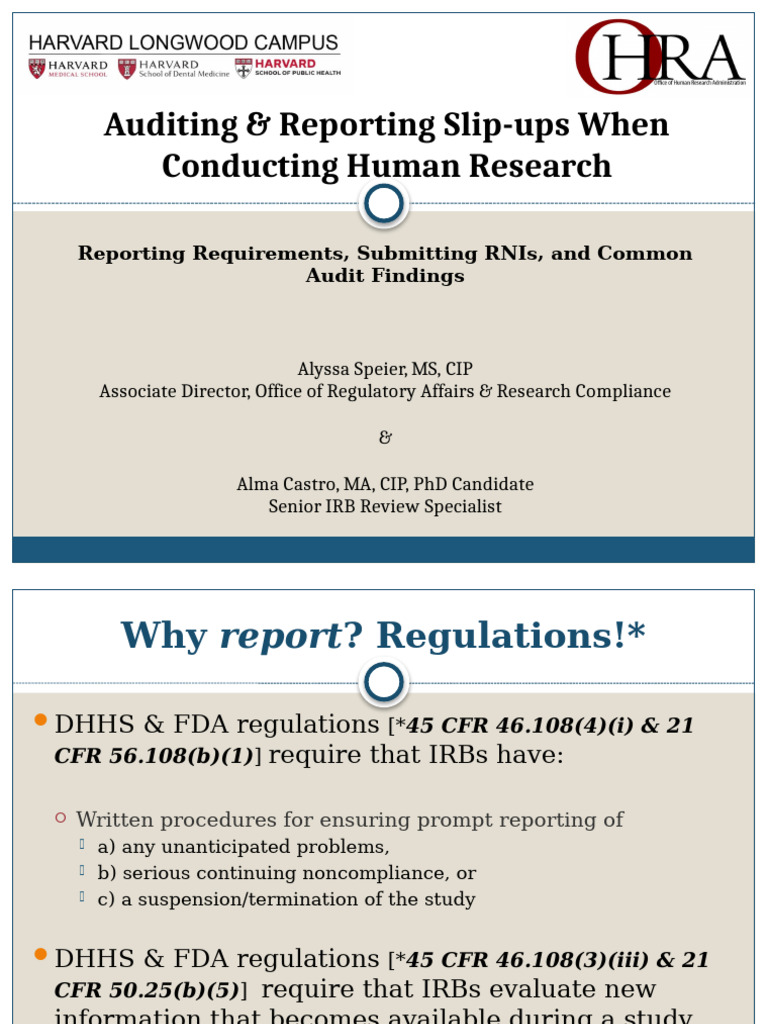 Human Research Audit Reporting Guide | PDF | Institutional Review Board
