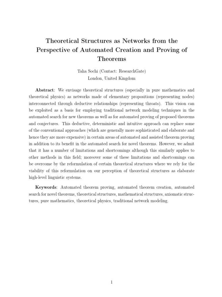 Theoretical Structures As Networks From The Perspective of Automated Creation and Proving of ...
