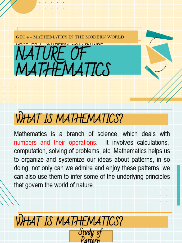 Lesson 1 Nature of Mathematics | PDF | Pattern | Mathematics