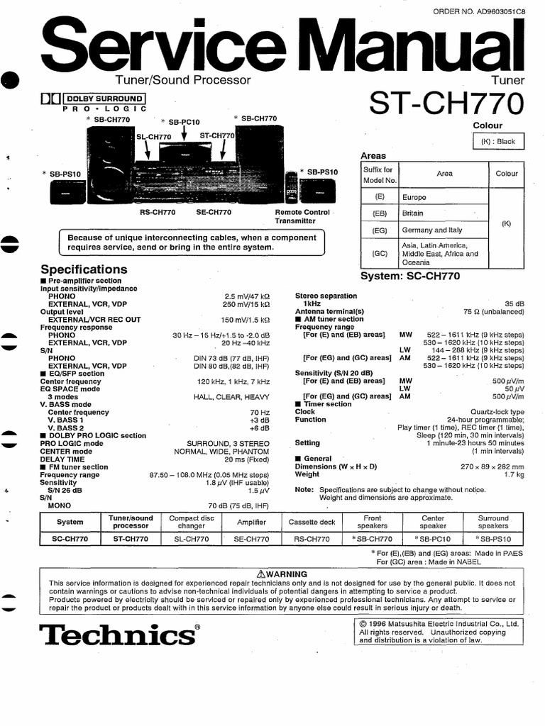 Technics st-ch770 SM | PDF