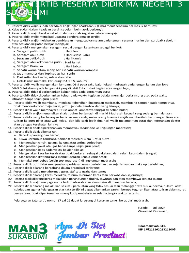 Tata Tertib Peserta Didik 2024 | PDF