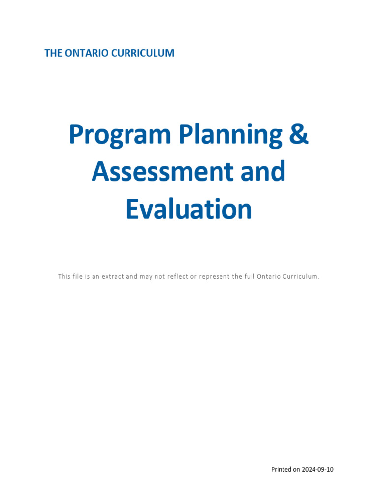 Program Planning & Assessment and Evaluation | PDF | English As A ...