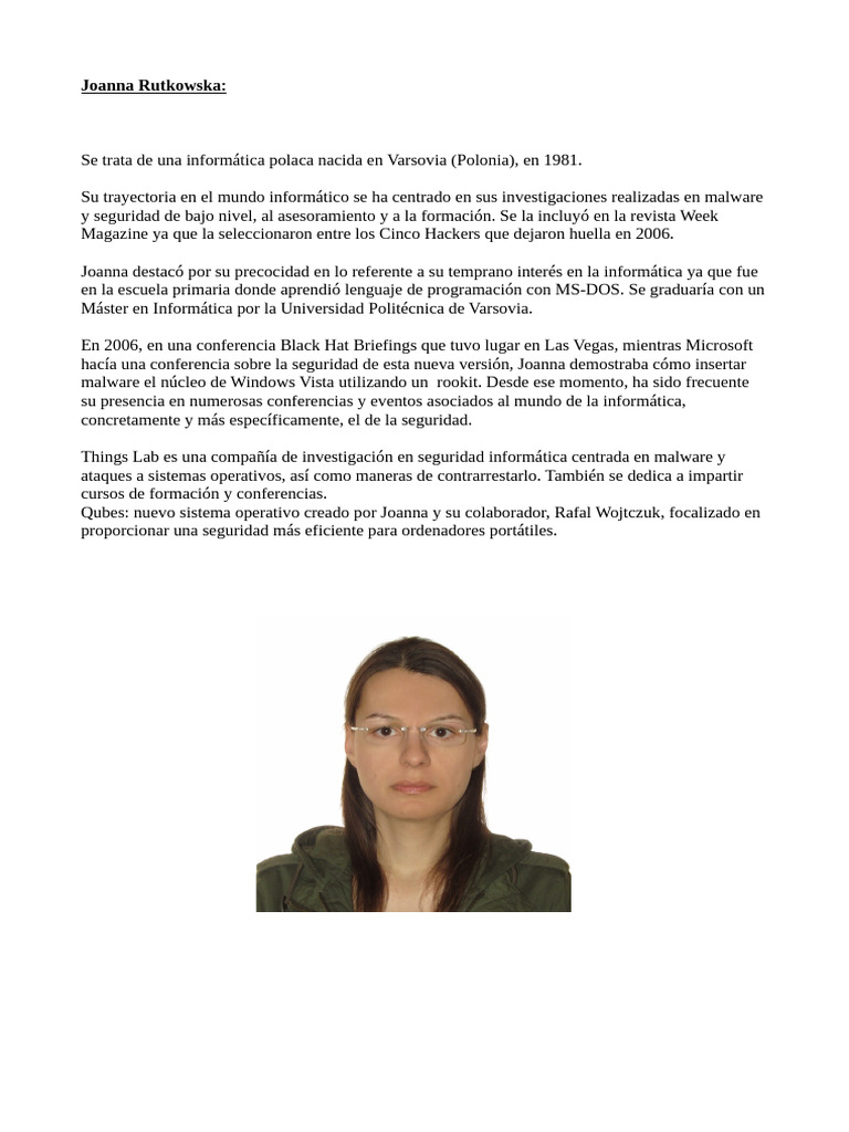 15 Junio 2021 Ficha Joanna Rutkowska | PDF