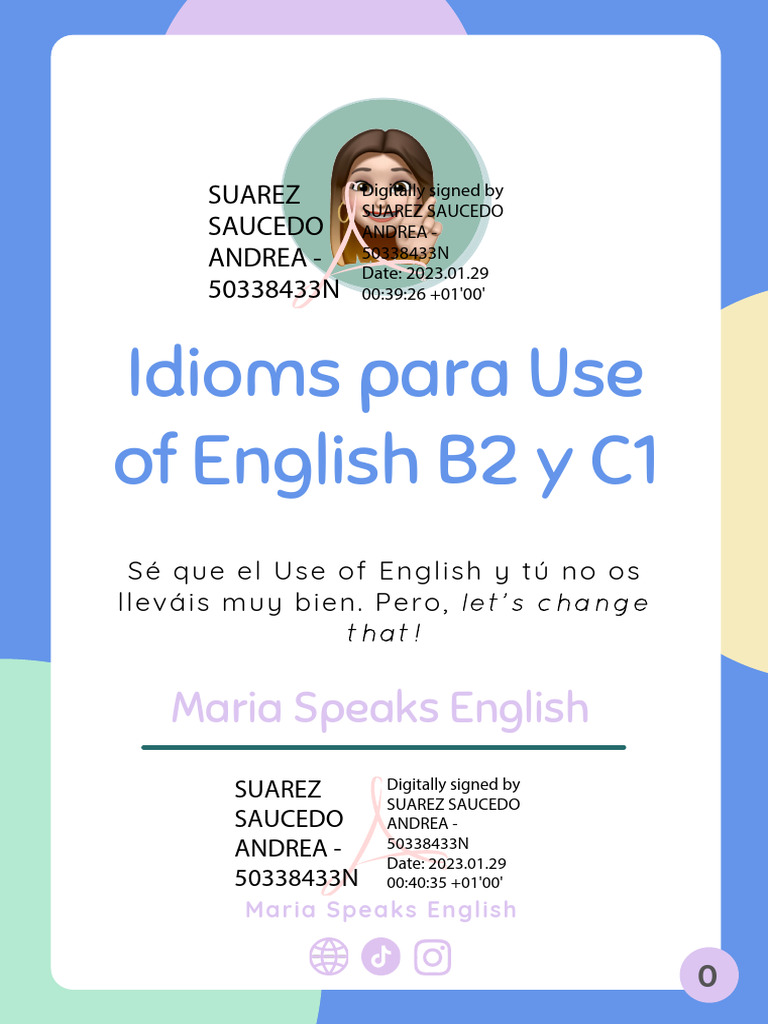 Idioms para Use of English B2 y C1 | PDF | Artes del Lenguaje y ...