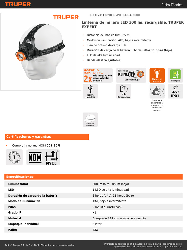 Linterna LED Truper 12890 Expert | PDF | Diodo emisor de luz | Electricidad