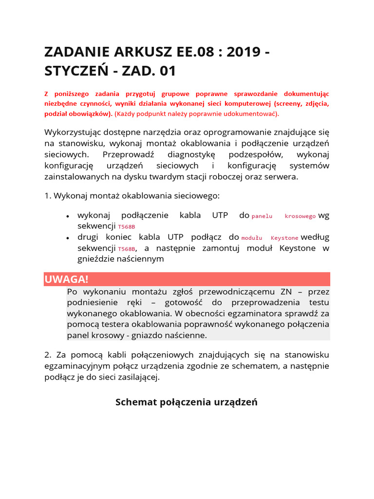 Zadanie Arkusz Ee.08: 2019 - Styczeń - Zad. 01: Uwaga! | PDF