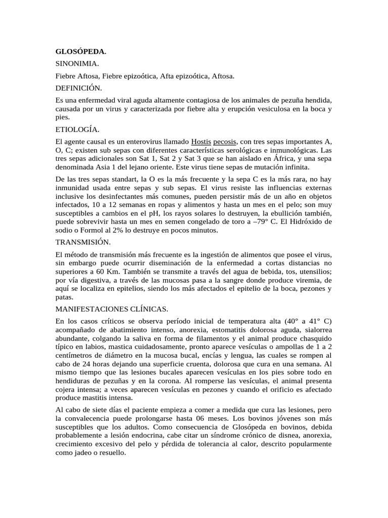 Glosópeda - Estomatitis Vesicular - EctimaContagioso | PDF | Virus ...