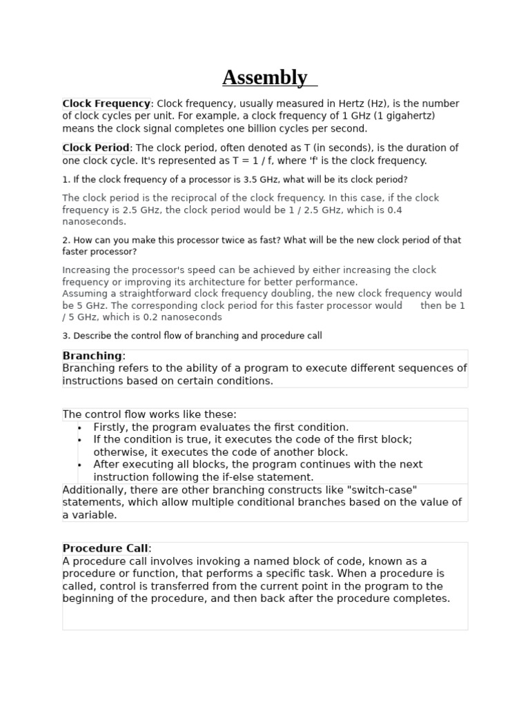 Assembly Full syllabus | PDF | Hertz | Central Processing Unit