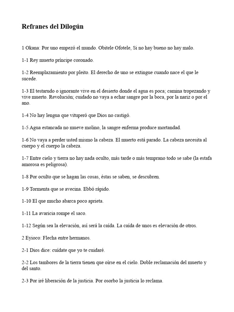 Refranes del Dilogún: Sabiduría Yoruba | PDF | Derecho