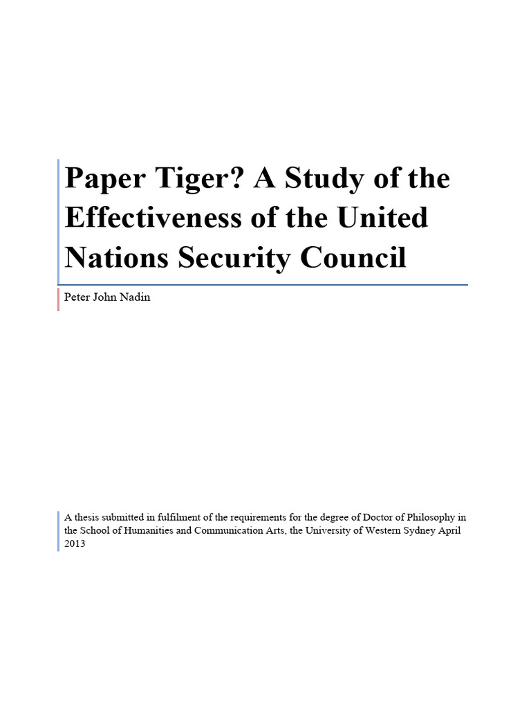 Paper Tiger? A Study of The Effectiveness of The United Nations ...
