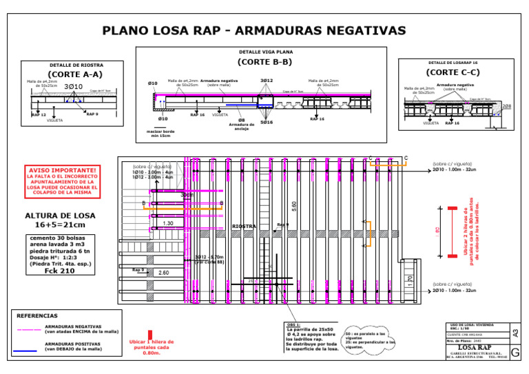 Detalle de Armaduras Negativas en Losa RAP | PDF | Materiales de ...