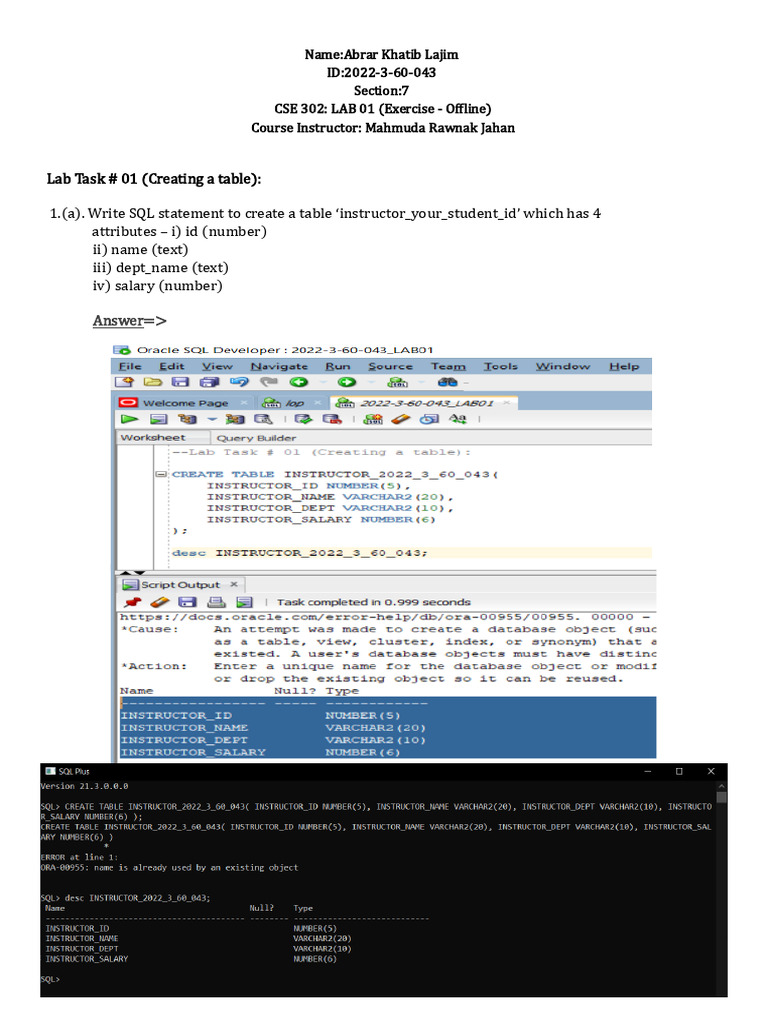 CSE302 LAB01-Offline Task | PDF