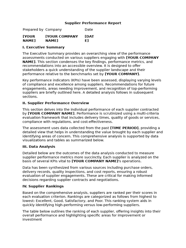 Supplier Performance Report | PDF | Performance Indicator | Supply Chain