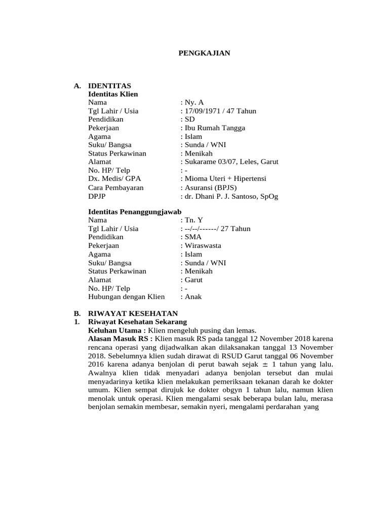 Contoh Pengkajian | PDF