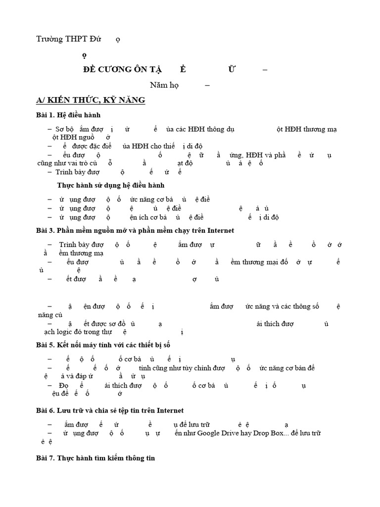 De Cuong On Tap Giua Ki 1 - Tin 11 | PDF