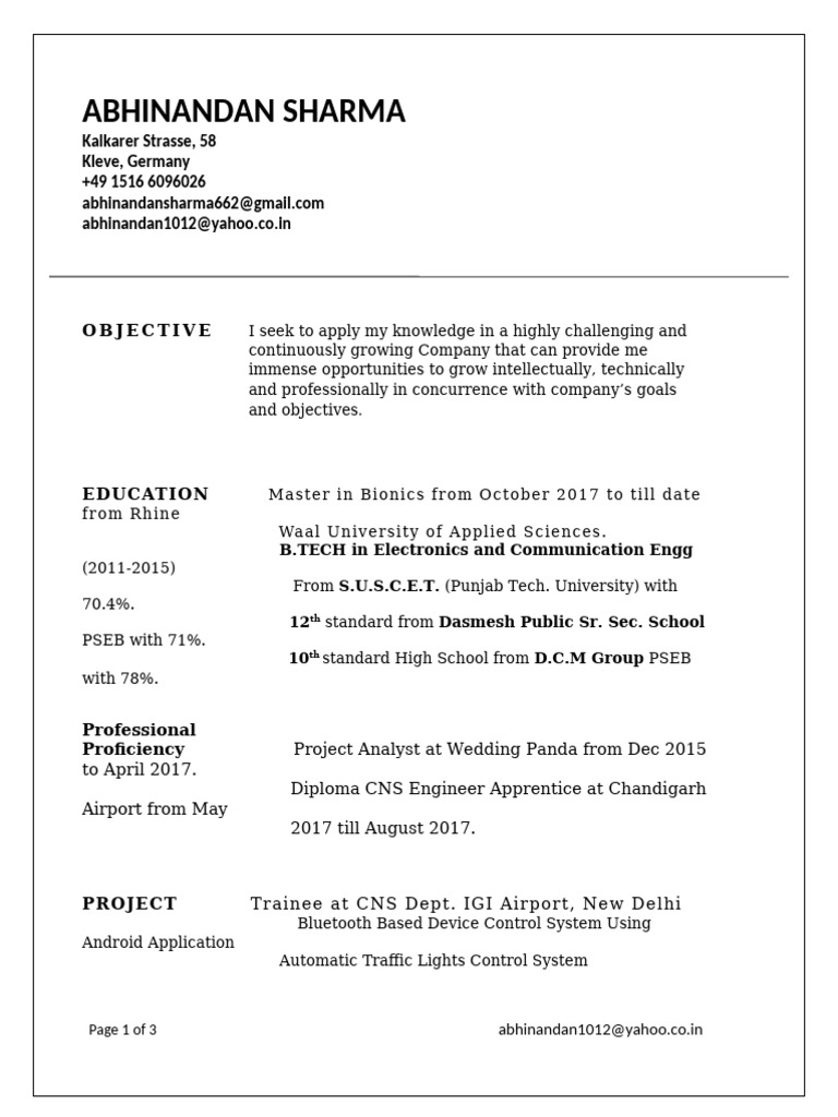 Abhinandan Sharma Resume Updated 2017 | PDF | Career & Growth | Art
