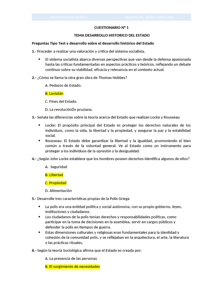 Cuestionario 1 Admi | PDF | Estado (política) | imperio Romano