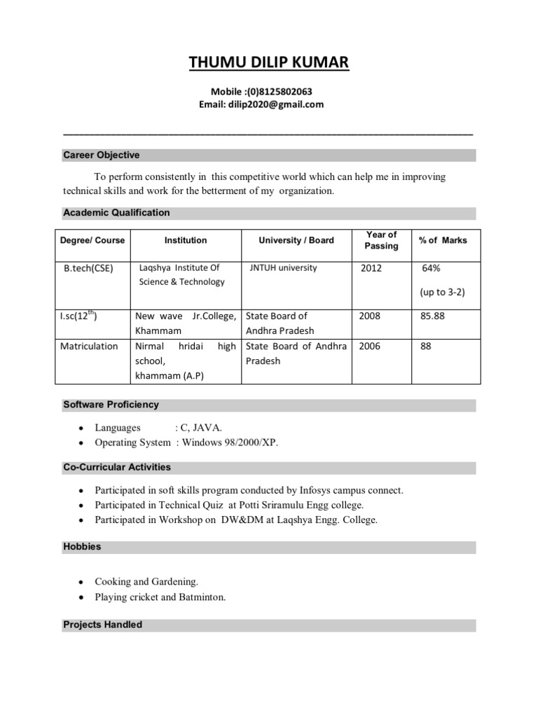 Dilip Resume | PDF
