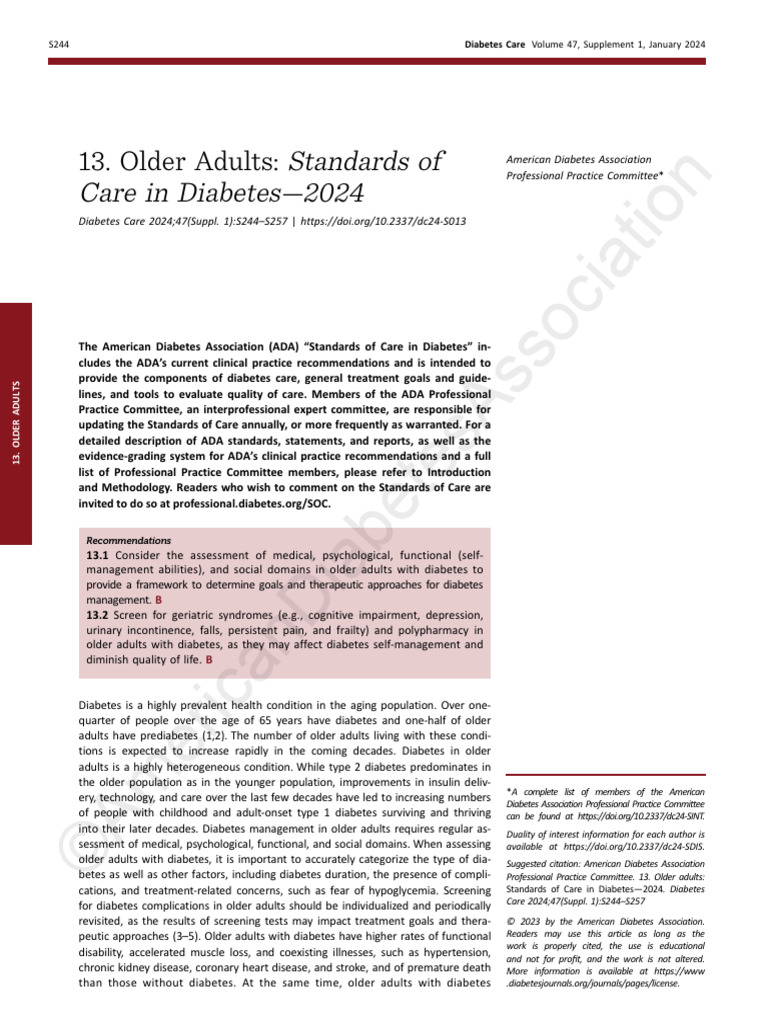 Ada 2024-250-320 | PDF | Diabetes | Dementia