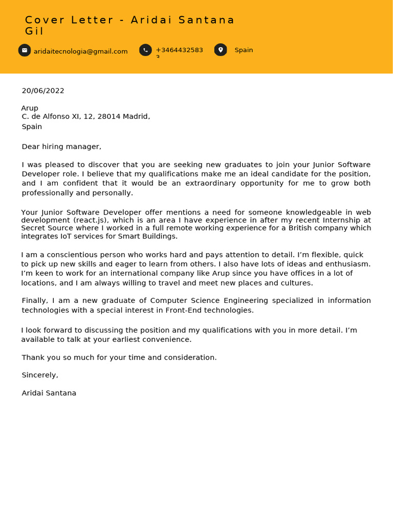 Cover Letter - Ireland | PDF | Career & Growth