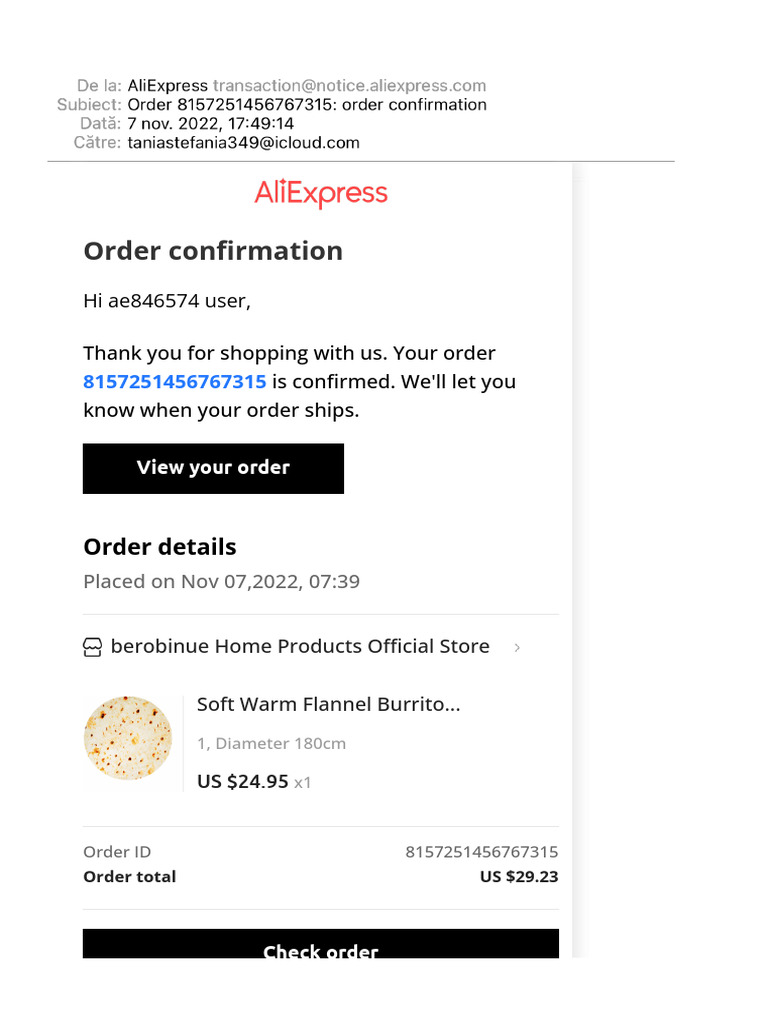 Order 8157251456767315 Order Confirmation | PDF