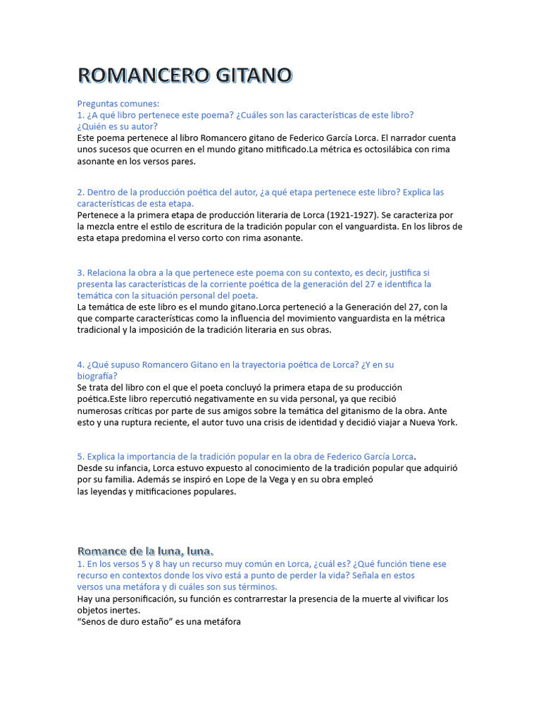 Romancero Gitano | PDF | Federico García Lorca | Poesía