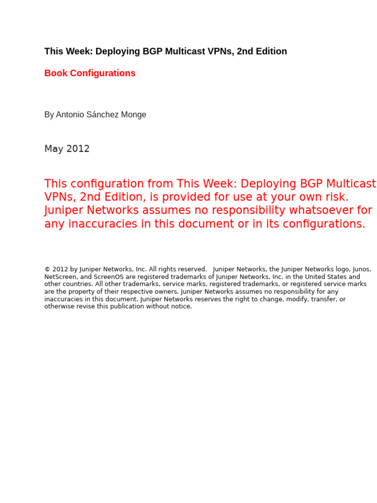 BGP Multicast VPN Config Guide | PDF | Networking | Multiprotocol Label Switching