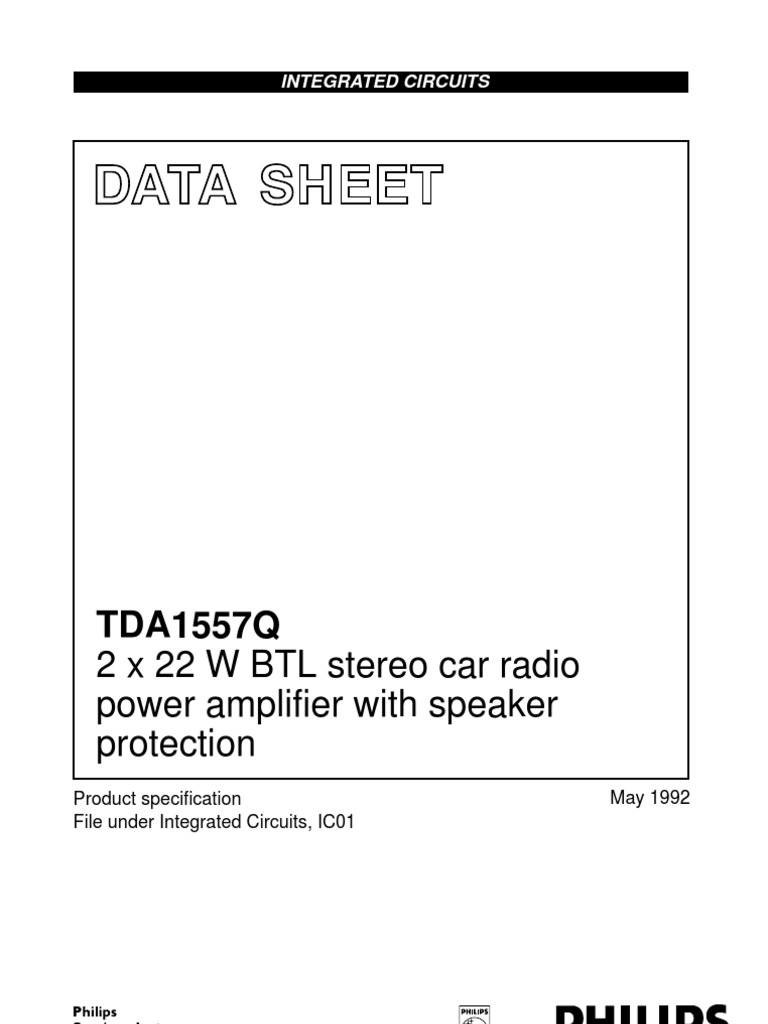TDA1557Q Car Radio Amplifier Datasheet | PDF | Amplifier | Loudspeaker