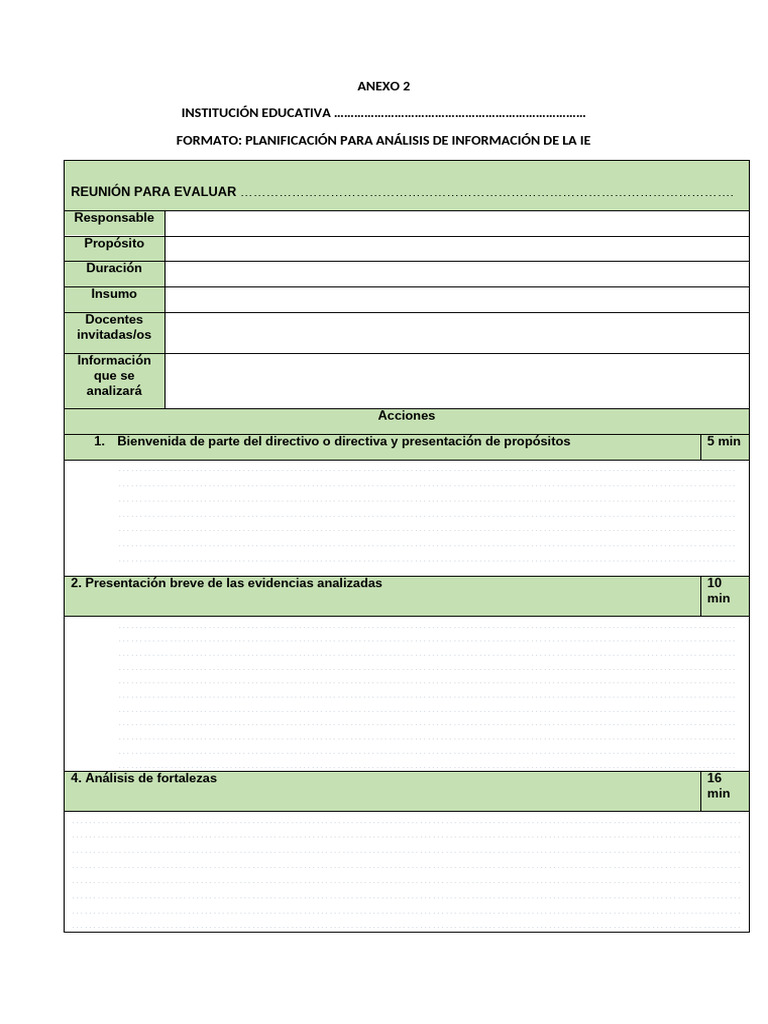 ANEXO 2 - Formato para Analizar Información de La IE | PDF