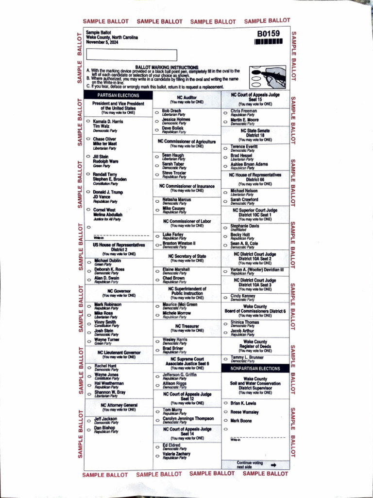 Wake County, North Carolina Sample Ballot | PDF