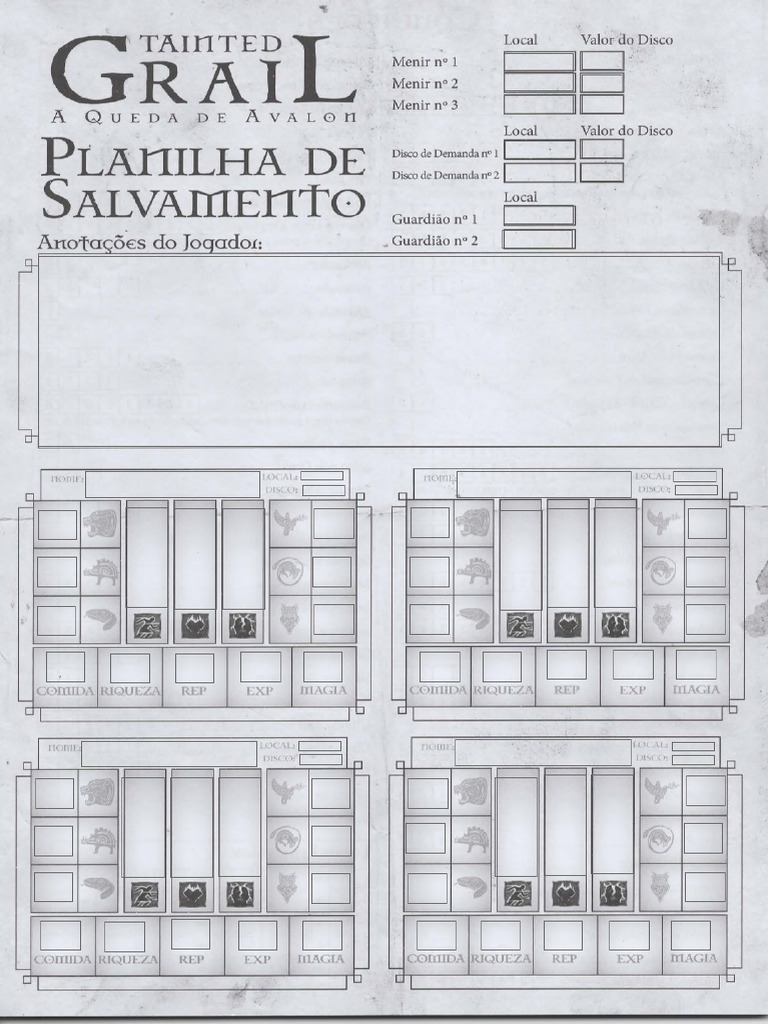 Tainted Grail A Que Planilha de Salvamento PT BR V 193592 | PDF