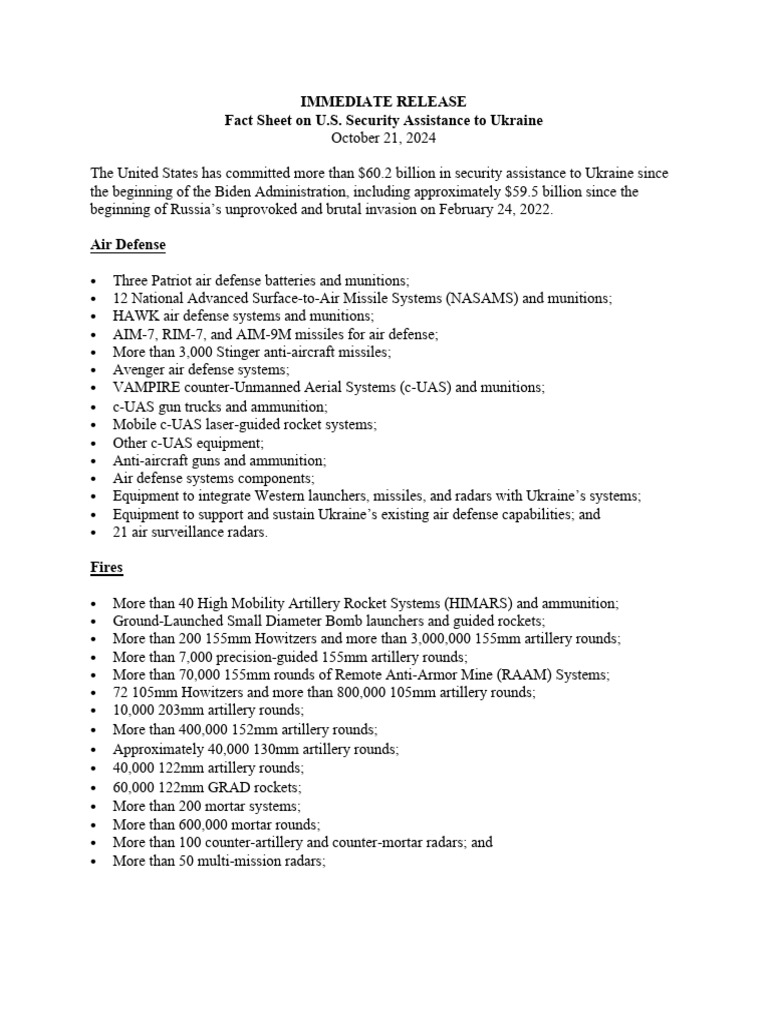 Ukraine Fact Sheet Pda 68 | PDF | Anti Tank Warfare | Anti Aircraft Warfare