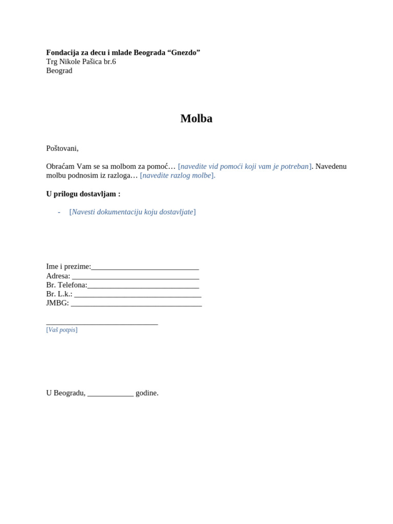 Molba | PDF