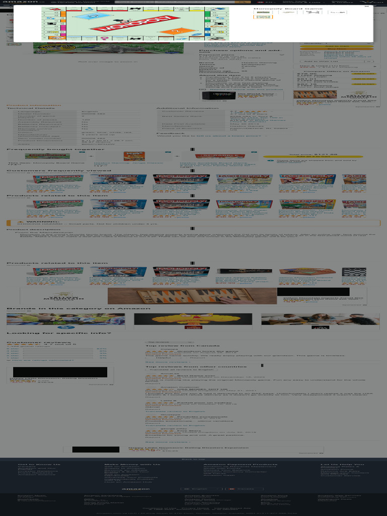 Monopoly Board Game, Board Games - Amazon Canada | PDF