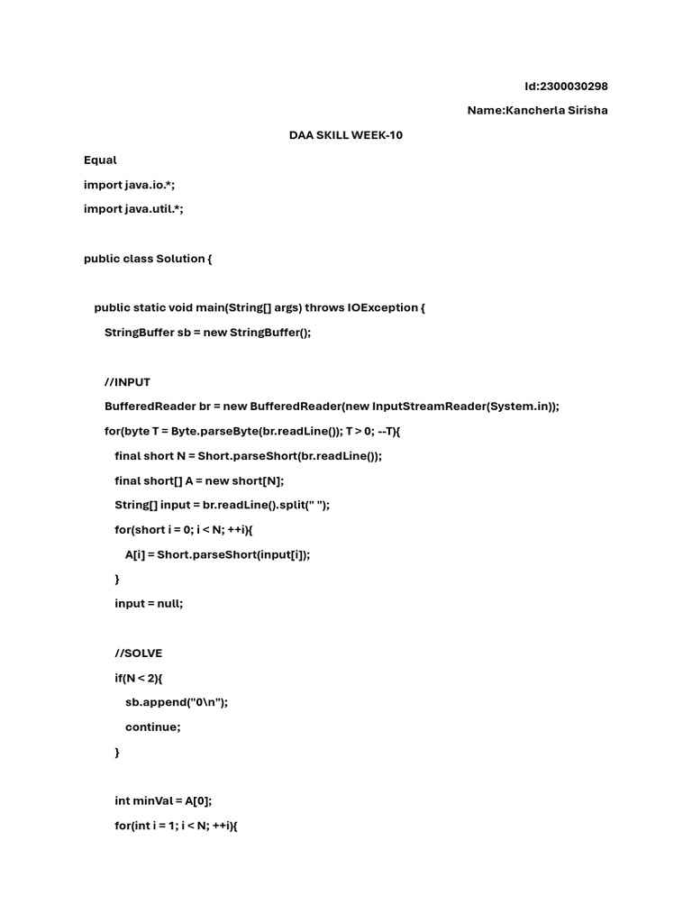 DAA Software: Week 10 Solutions | PDF | Encodings | Software Engineering