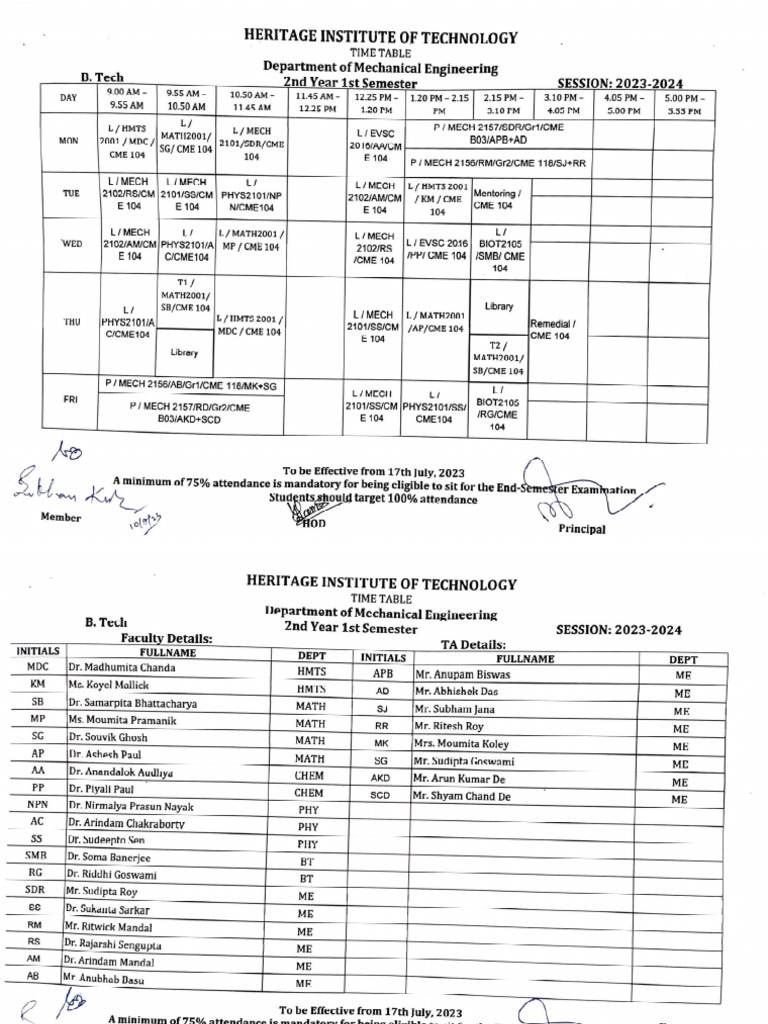 1389025406b.tech ME 2nd, 3rdand4th Year 1st Sem 2023-24 | PDF