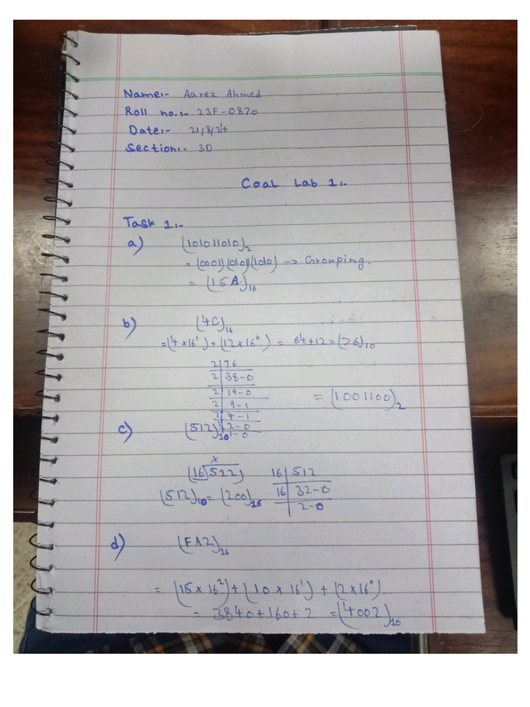 23F-0870, Aarez Ahmed, Coal Lab 1 | PDF