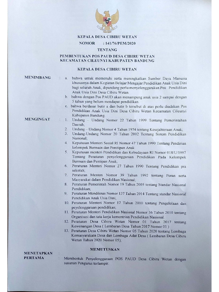 Pos Paud Desa Qajcvw SK 2020 Pos Paud Desa PDF | PDF