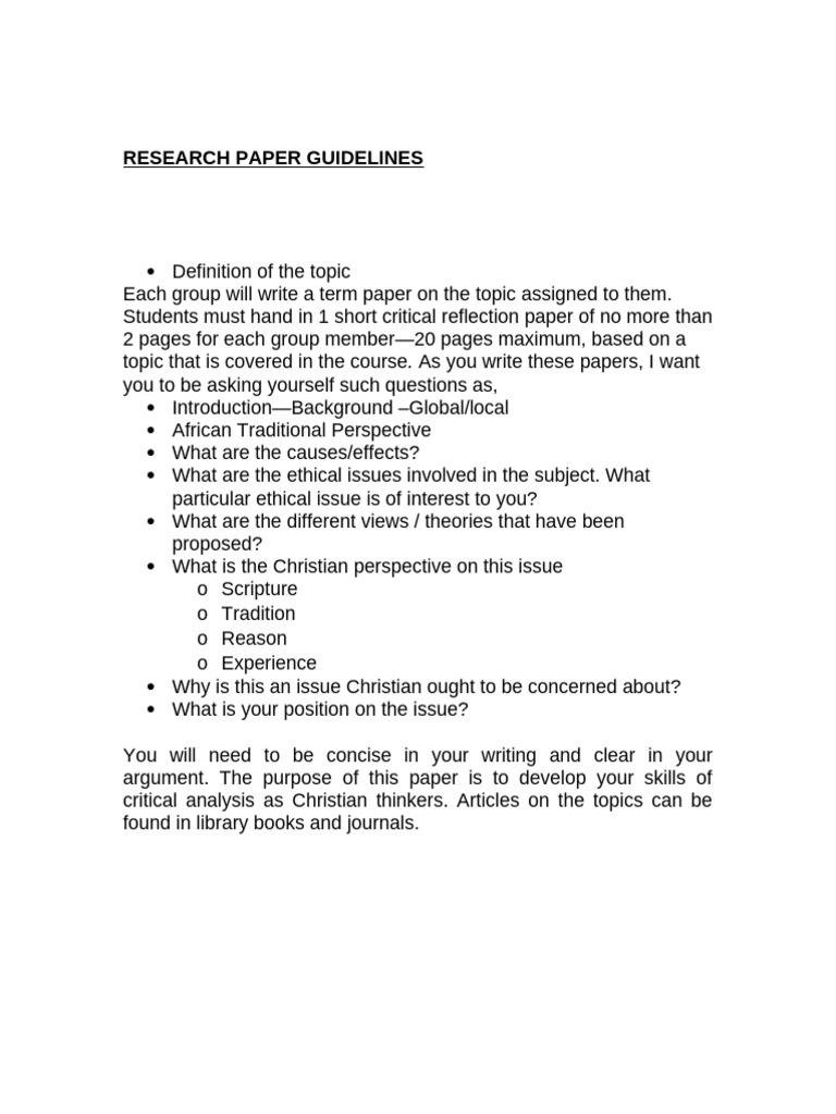 RESEARCH PAPER GUIDELINES Final | PDF | Critical Thinking | Argument