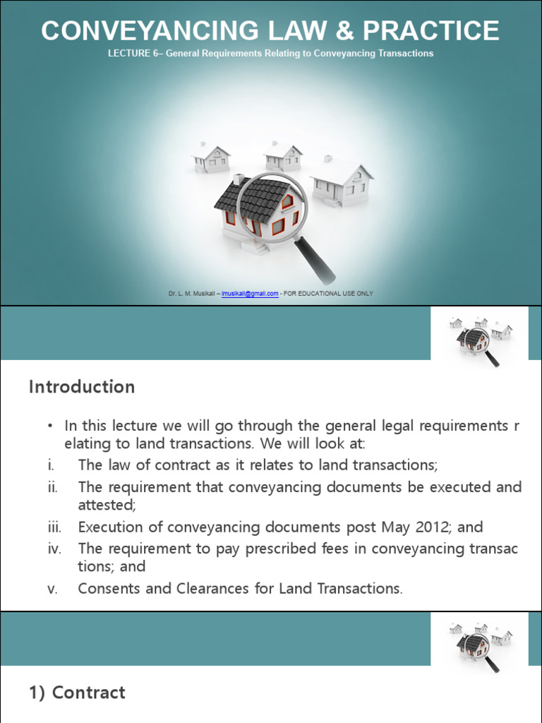 Conveyancing - Lecture 6 - UPDATED | PDF | Conveyancing | Deed