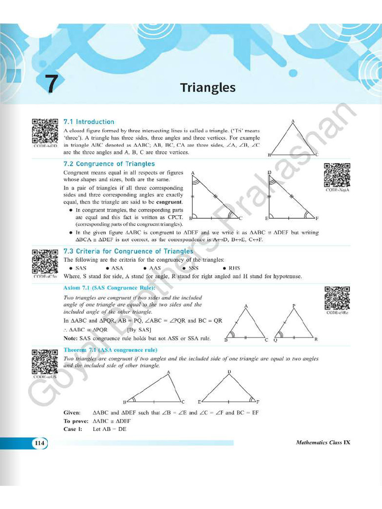 CLASS IX MATHEMATICS CH 7 TRIANGLES | PDF